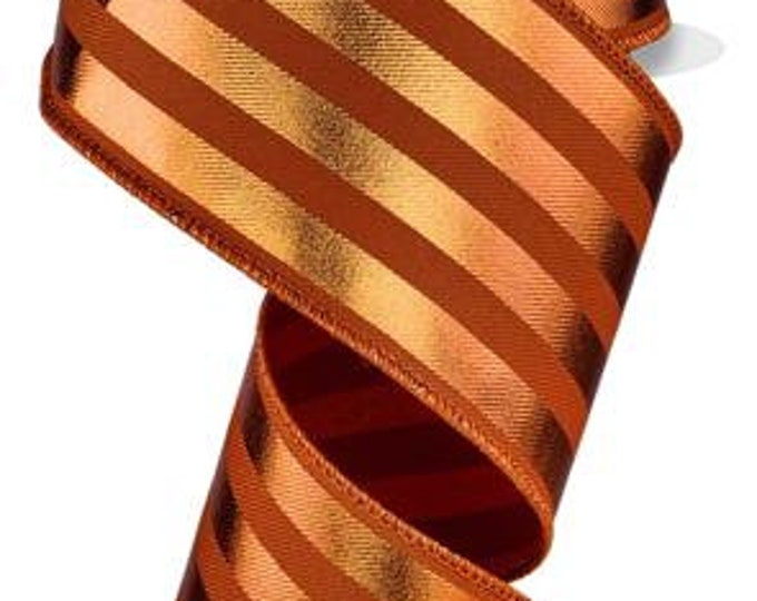 Fall Metallic Copper Wired Ribbon by the Roll 2.5" X 10 Yards RGE1432T3 ...