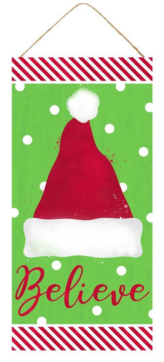 Craft Supplies & Tools Believe Santa Hat Sign 12.5 x 6 AP8790 Jewelry ...