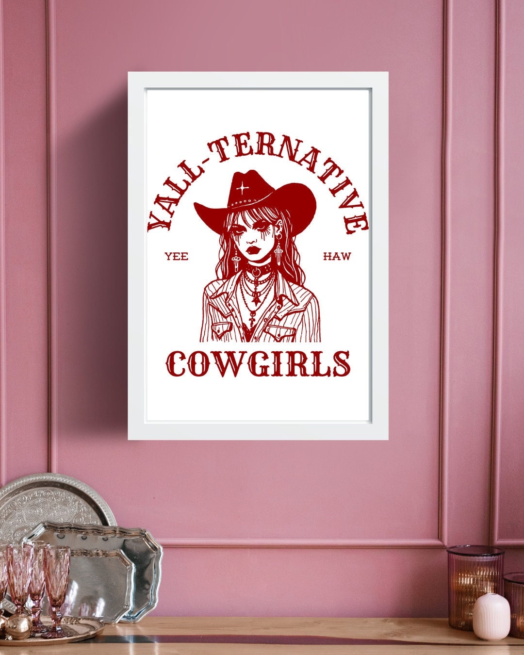 Printable Goth Country Western Cowgirl Poster - Funny Humorous Retro ...