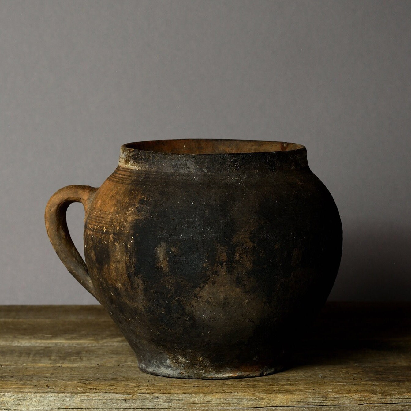 252 Vintage Terracotta Red Clay Pot Smoked Round Old Clay - Etsy