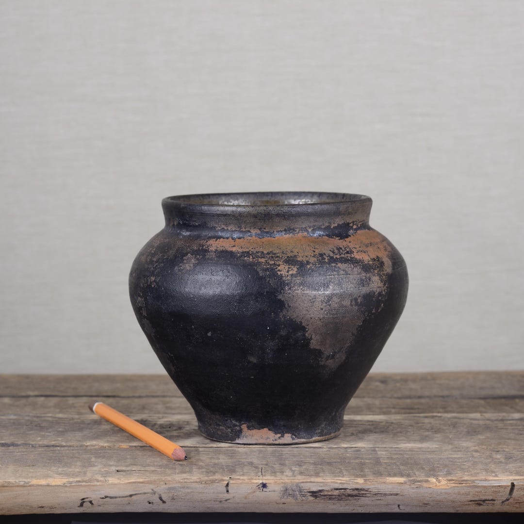 797 Small Vintage Ukrainian Clay Pot, Traditional Red Clay Vessel, Wabi ...