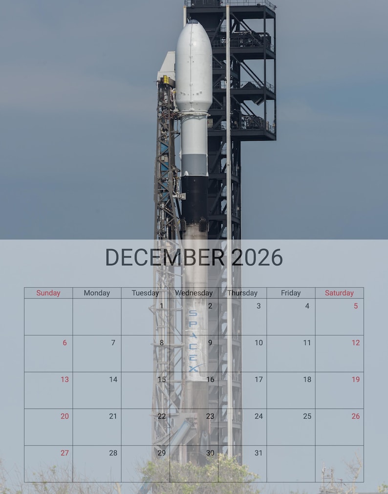 2026 Rocket Launch Calendar, 2026 Wall Calendar, Spacex Rocket Calendar ...
