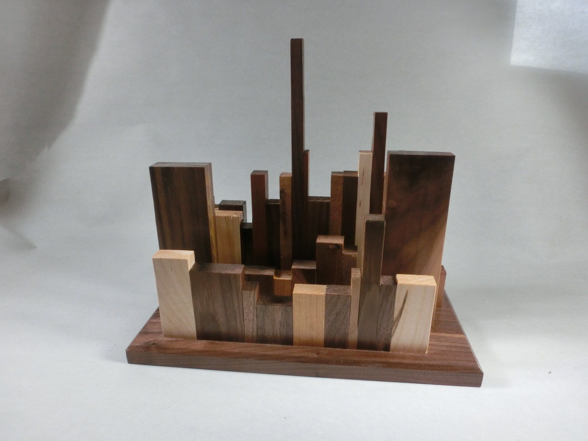 Handmade Wooden Cityscape Sculpture - Etsy