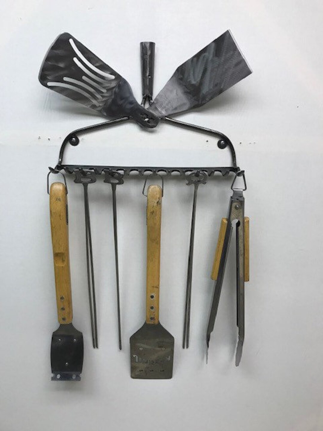 Garden Rake Barbecue Utensil Rack - Etsy