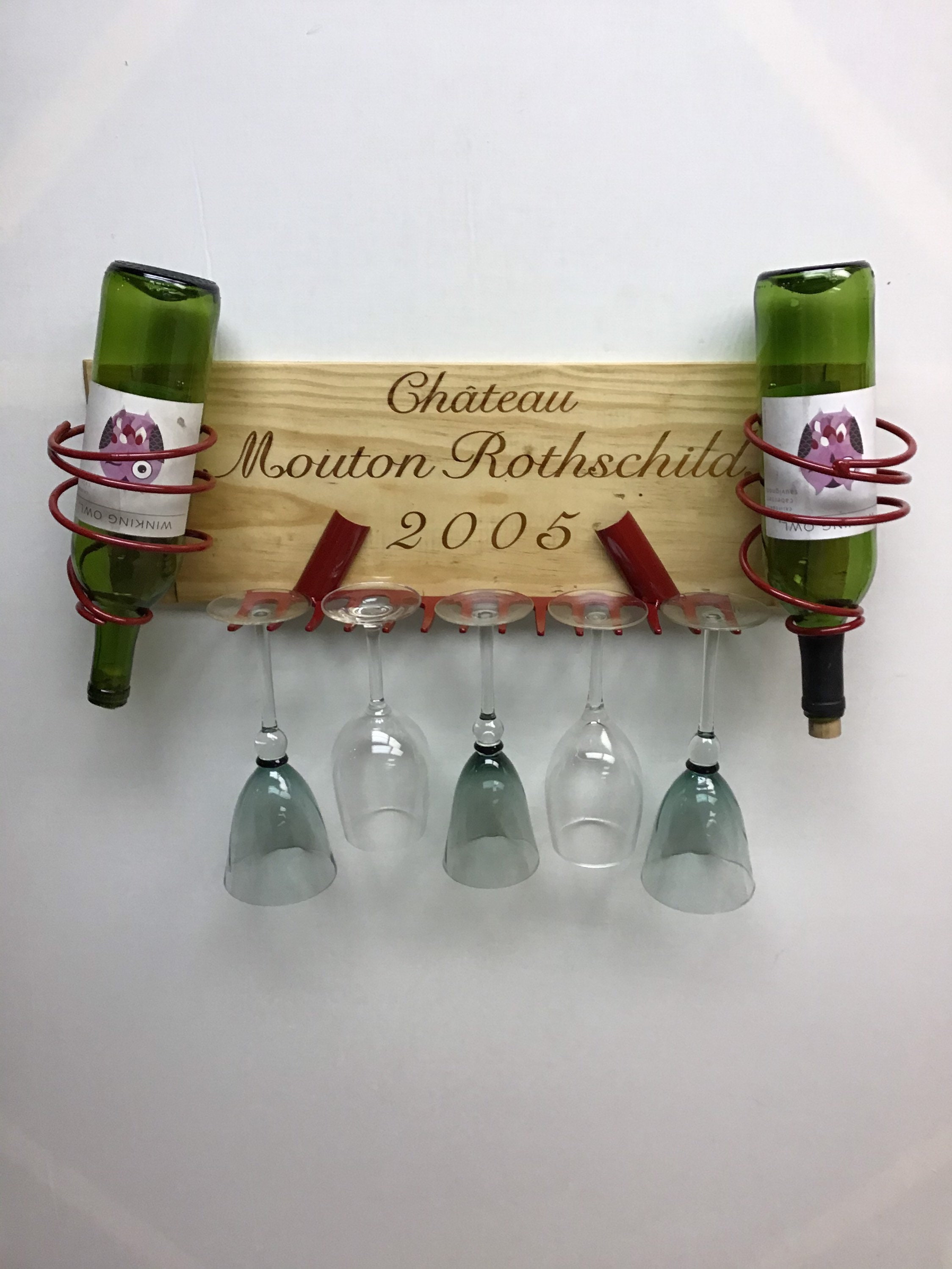 Wine Bottle and Garden Rake Glass Rack - Etsy