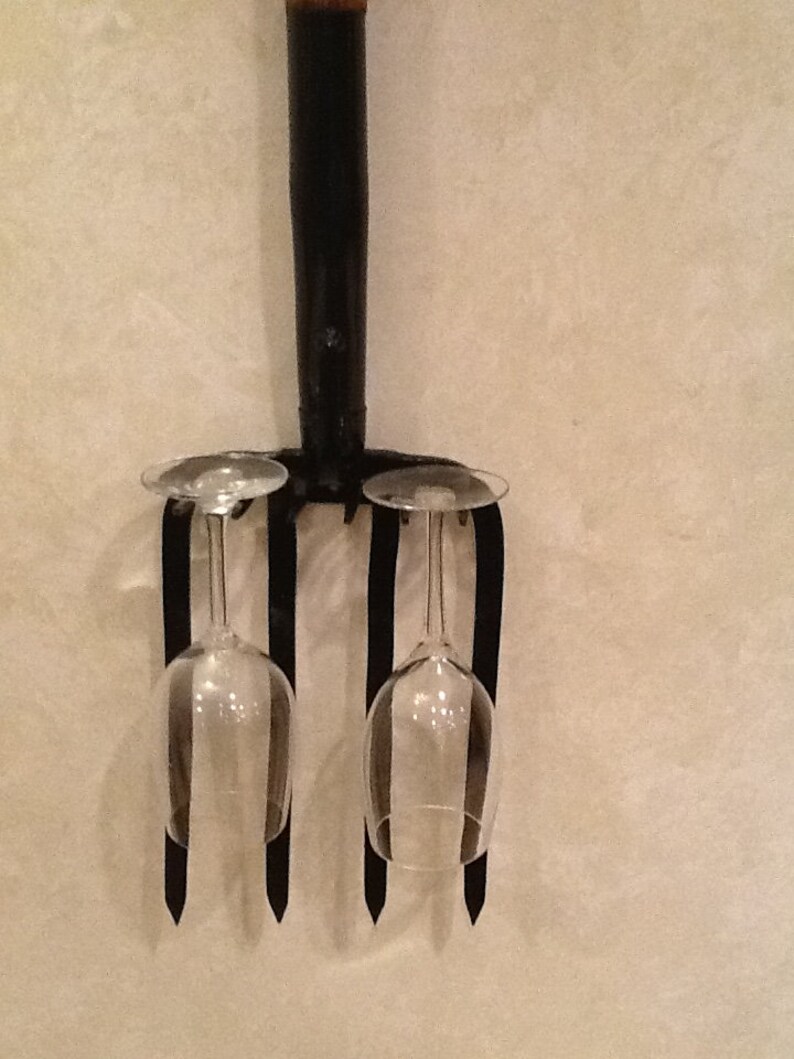 Garden Rake Wine Bottle and Glass Rack - Etsy