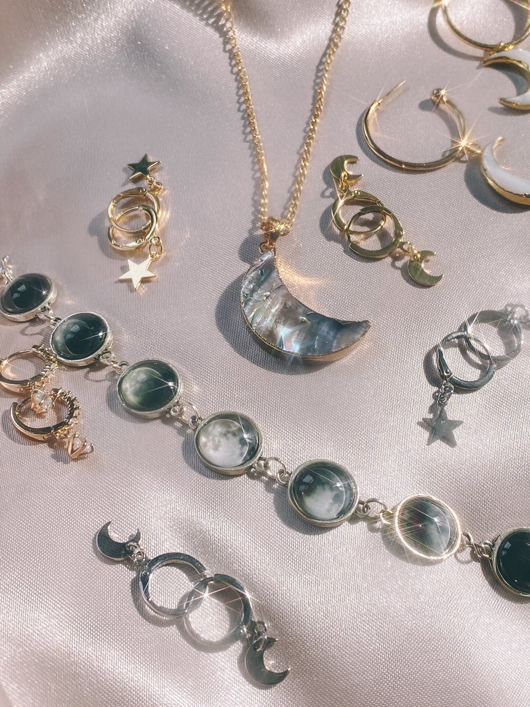 Phases of the Moon Bracelet Waning Gibbous Moon Bracelet Space Solar ...