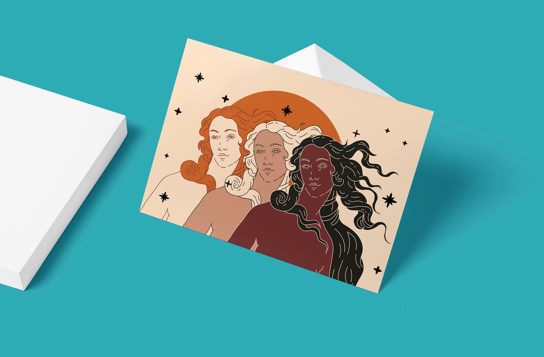 BLM Support Racial Equality Card Venus Goddess Postcard With Envelope ...