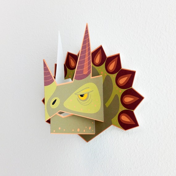 3D Paper Craft Wall Art: Dinosaur Portraits Kids Digital Cut | Etsy
