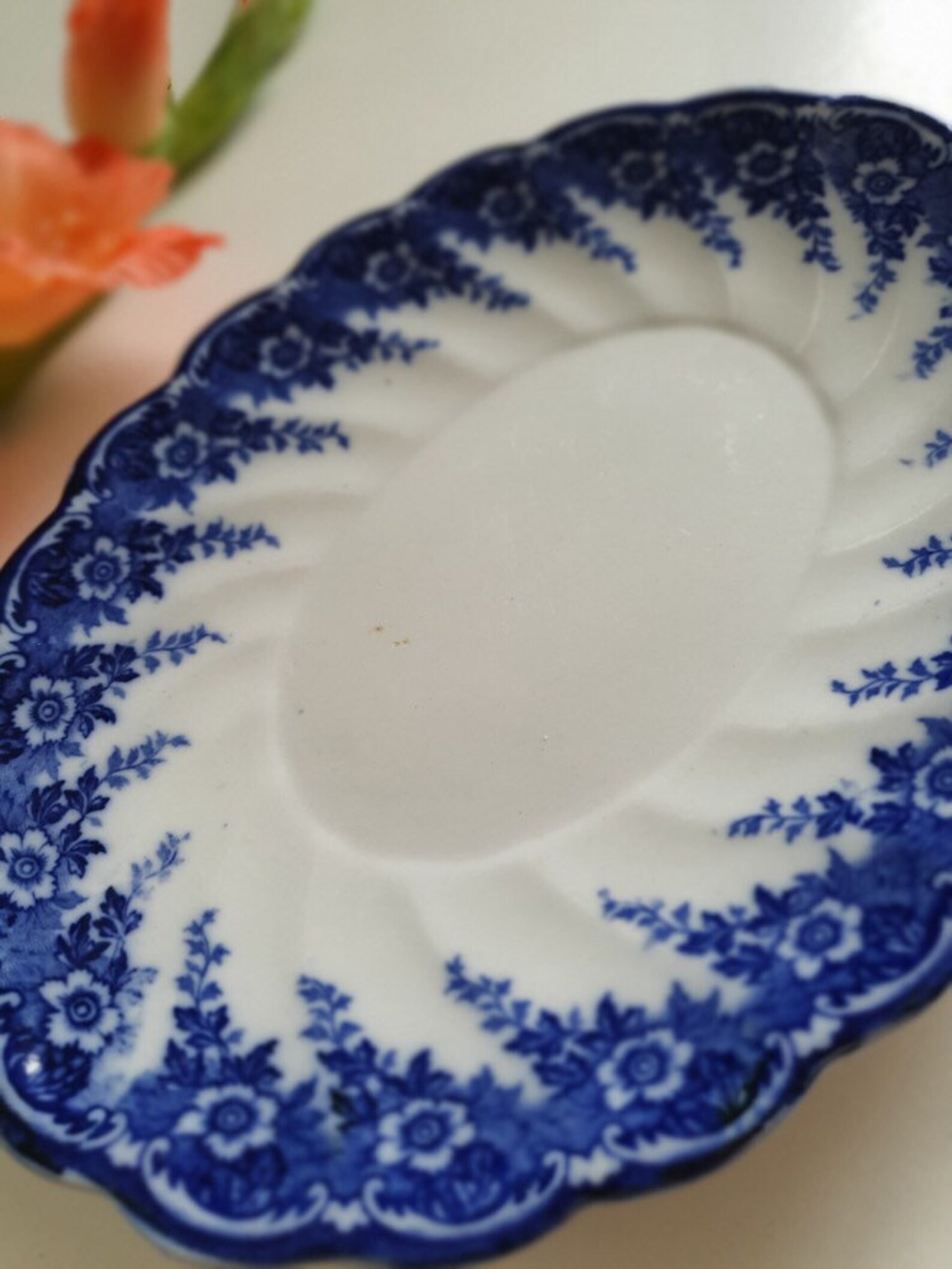 Victorian F Winkle Colonial Pottery Bone Matlock Blue Oval - Etsy