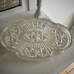 Vintage Heavy Clear Glass Dressing Table Vanity Tray, Serving Glass ...
