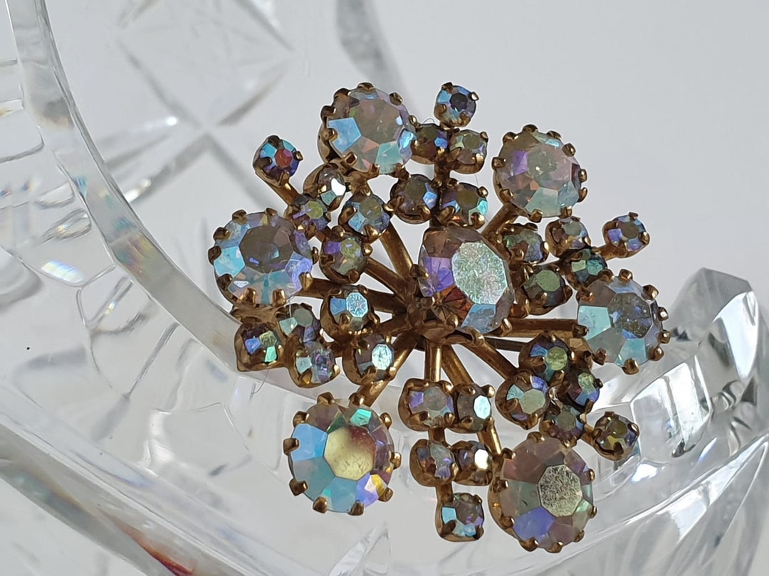 Vintage Aurora Borealis Atomic Starburst Brooch Pin - Etsy