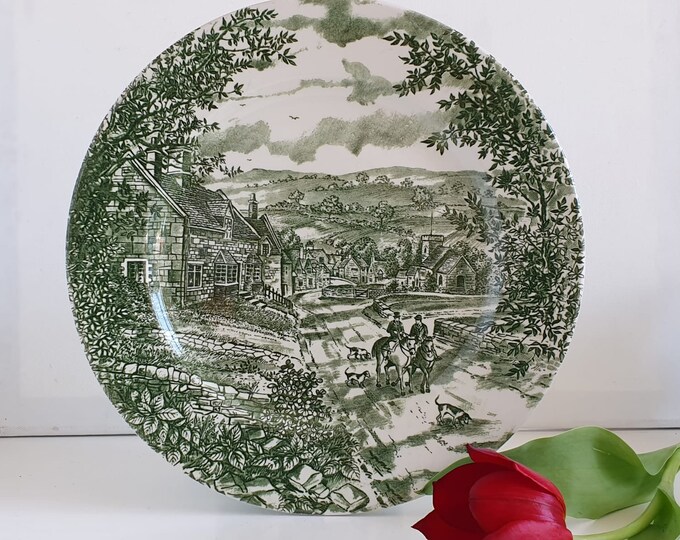 Vintage J Broadhurst & Sons Green Village Scene Dinner Plate - Etsy 日本