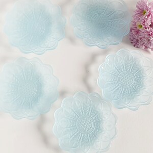 Vintage Frosted Blue Glass Flower Shape Dishes Plates X5 - Etsy