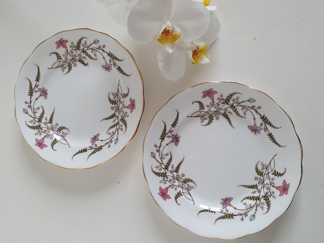 Vintage Royal Standard Bone China Side Plate Duo, Fancy Free Pattern - Etsy