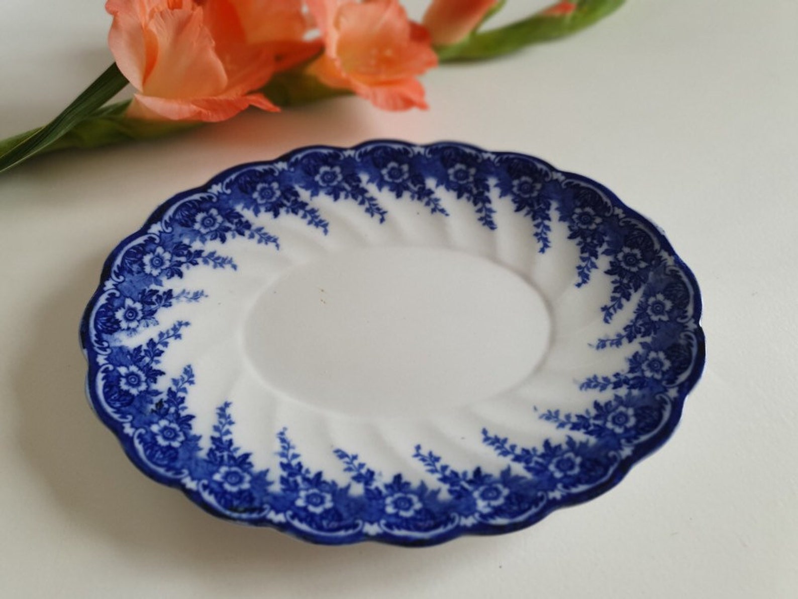 Victorian F Winkle Colonial Pottery Bone Matlock Blue Oval - Etsy