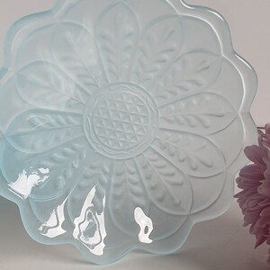 Vintage Frosted Blue Glass Flower Shape Dishes Plates X5 - Etsy