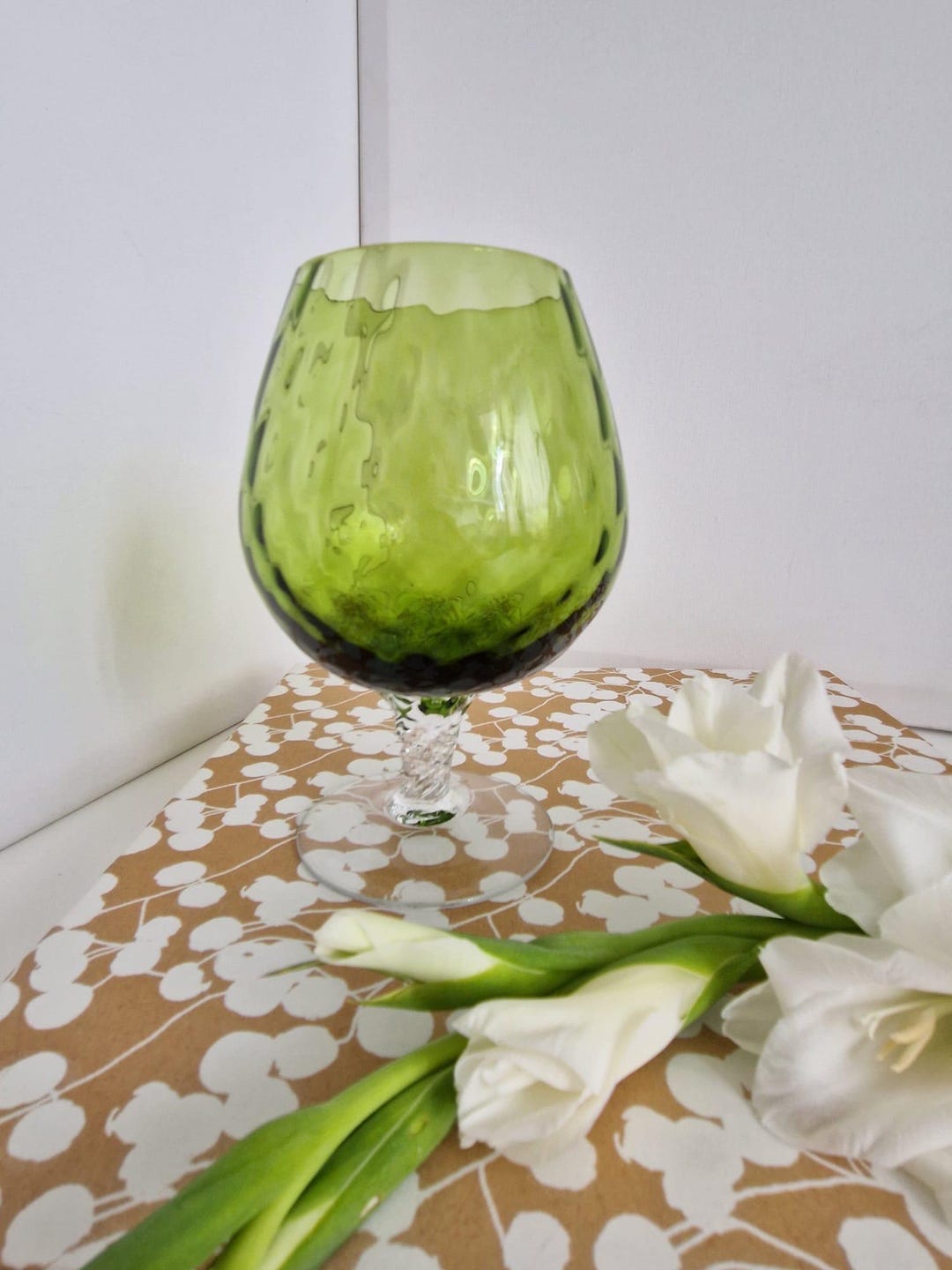 Vintage Large Green Brandy Glass, Retro Brandy Glass, Brandy Snifter ...