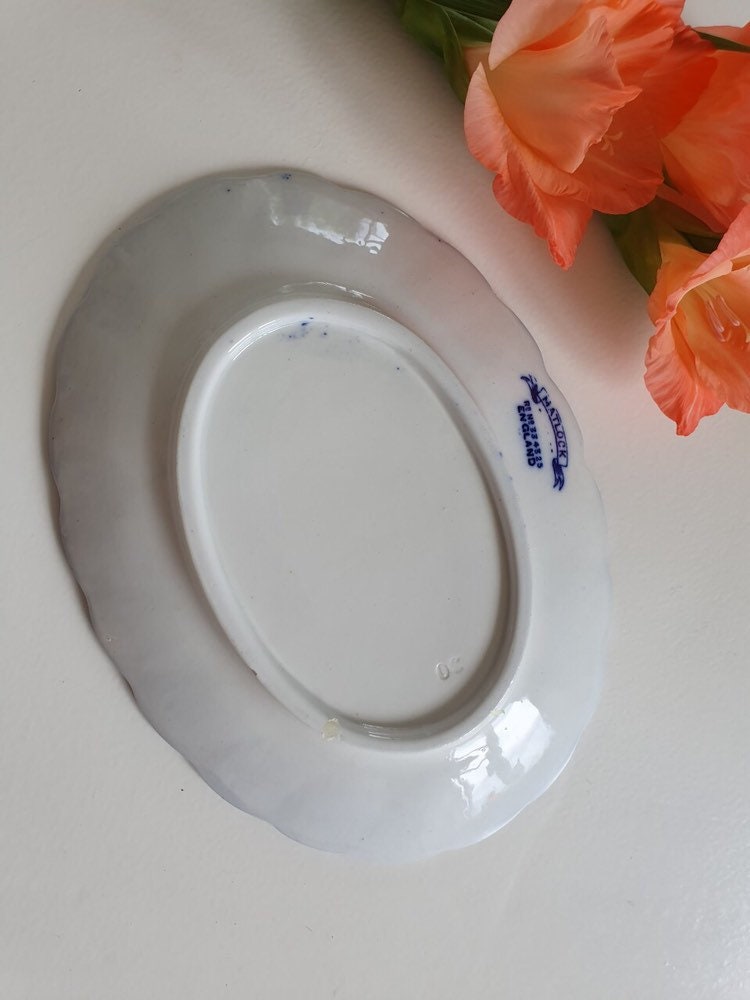 Victorian F Winkle Colonial Pottery Bone Matlock Blue Oval - Etsy