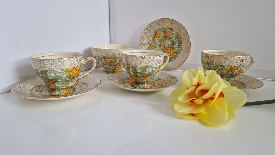 Vintage Empire Ware 'golden Wattle' Porcelain Teacup & Saucer Set of 3 ...