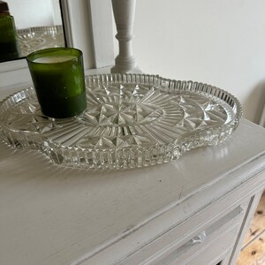 Vintage Heavy Clear Glass Dressing Table Vanity Tray, Serving Glass ...