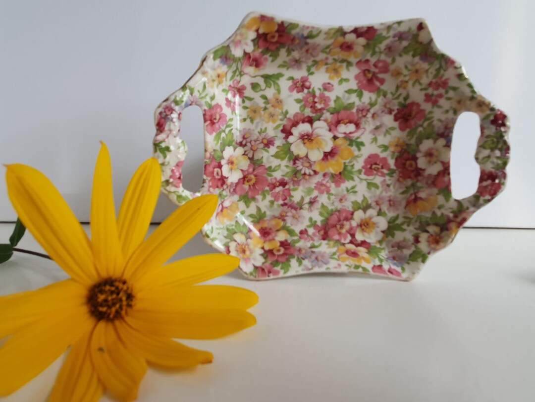 Vintage James Kent Ltd Du Barry Floral China Handle Butter, Jam Dish ...