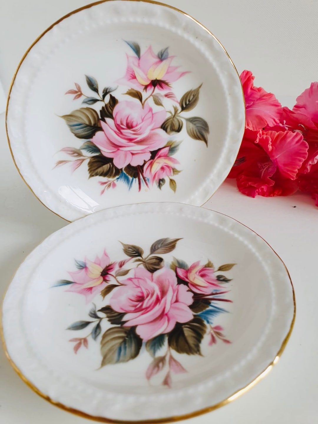 Vintage Royal Albert Pink Roses Trinket, Butter Dish, Pin Dish Duo - Etsy