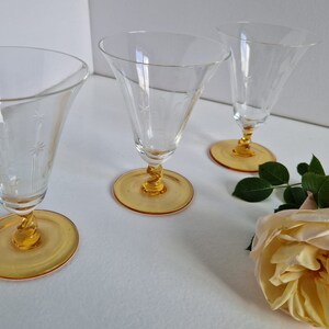 Vintage Set of 3 Embossed Star Design, Amber Stem Liqueur/aperitif ...