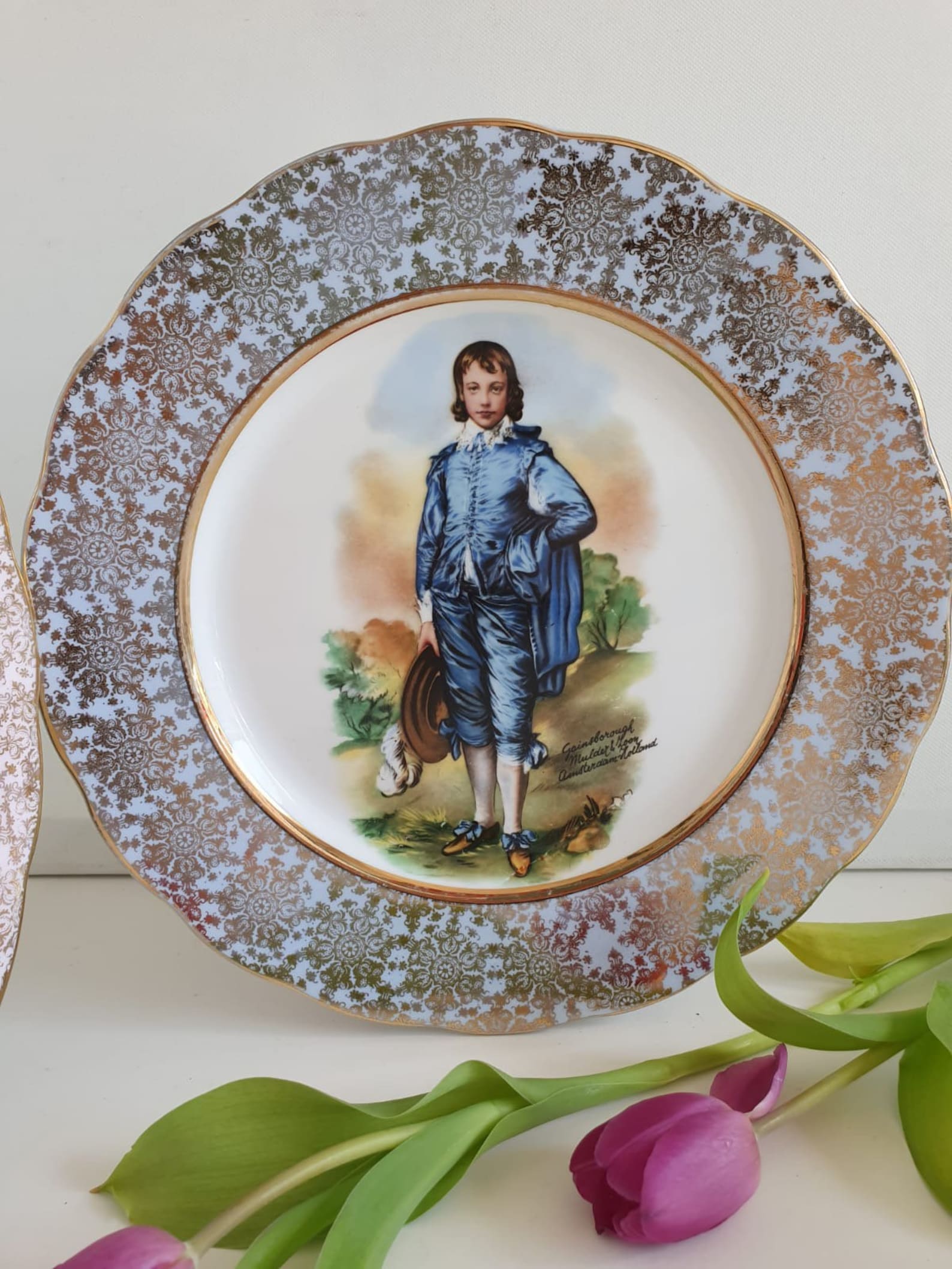 Vintage Rare Regency Bone China Blue Boy Plate Signed by - Etsy
