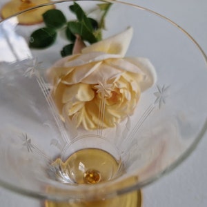 Vintage Set of 3 Embossed Star Design, Amber Stem Liqueur/aperitif ...