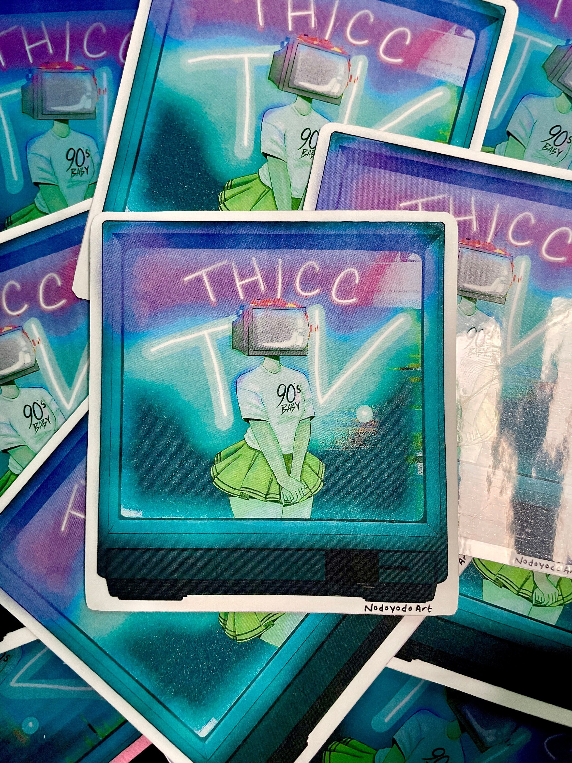Thicc T.V | Vinyl Sticker | Old TV | Nostalgic TV |90's TV| Retro T.V ...