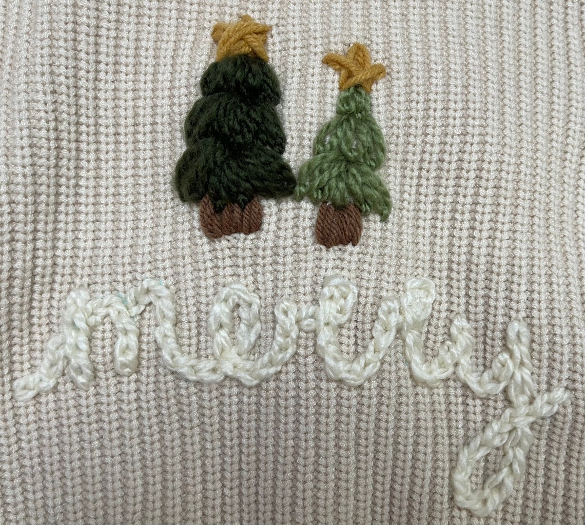 Hand Embroidered Baby and Toddler Christmas Sweater | “merry” Knit ...