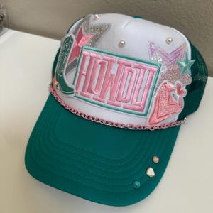 Turquiose Pink Howdy Trucker Hat - Etsy
