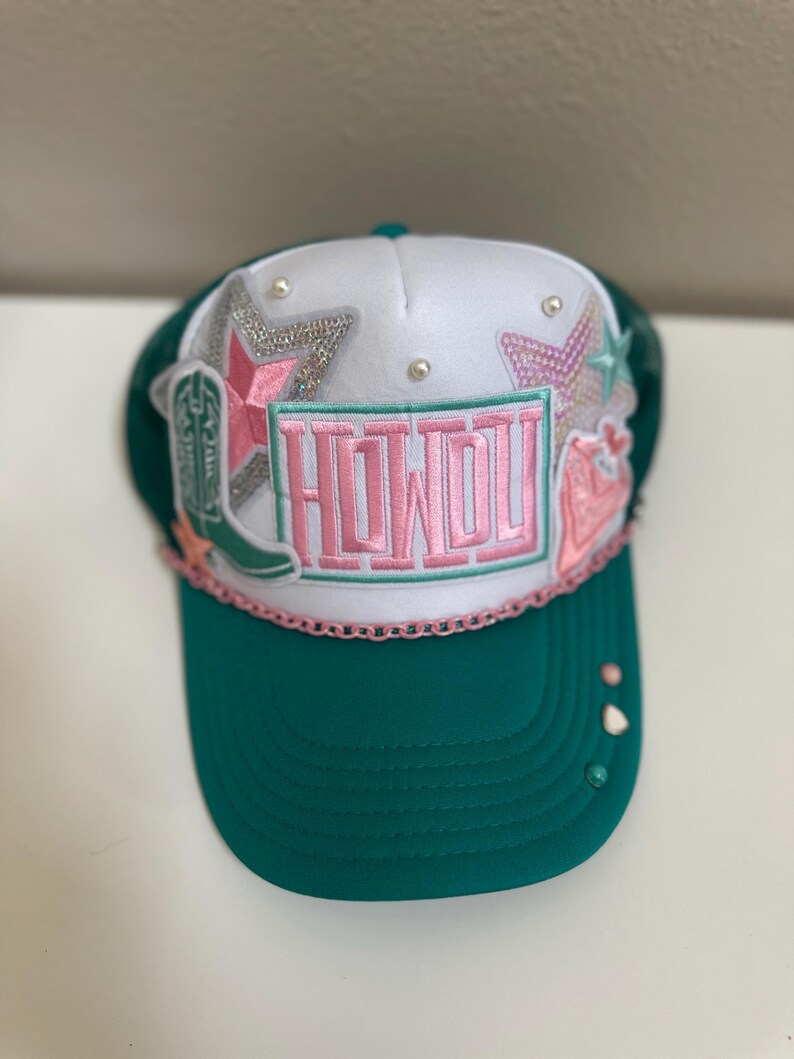 Turquiose Pink Howdy Trucker Hat - Etsy