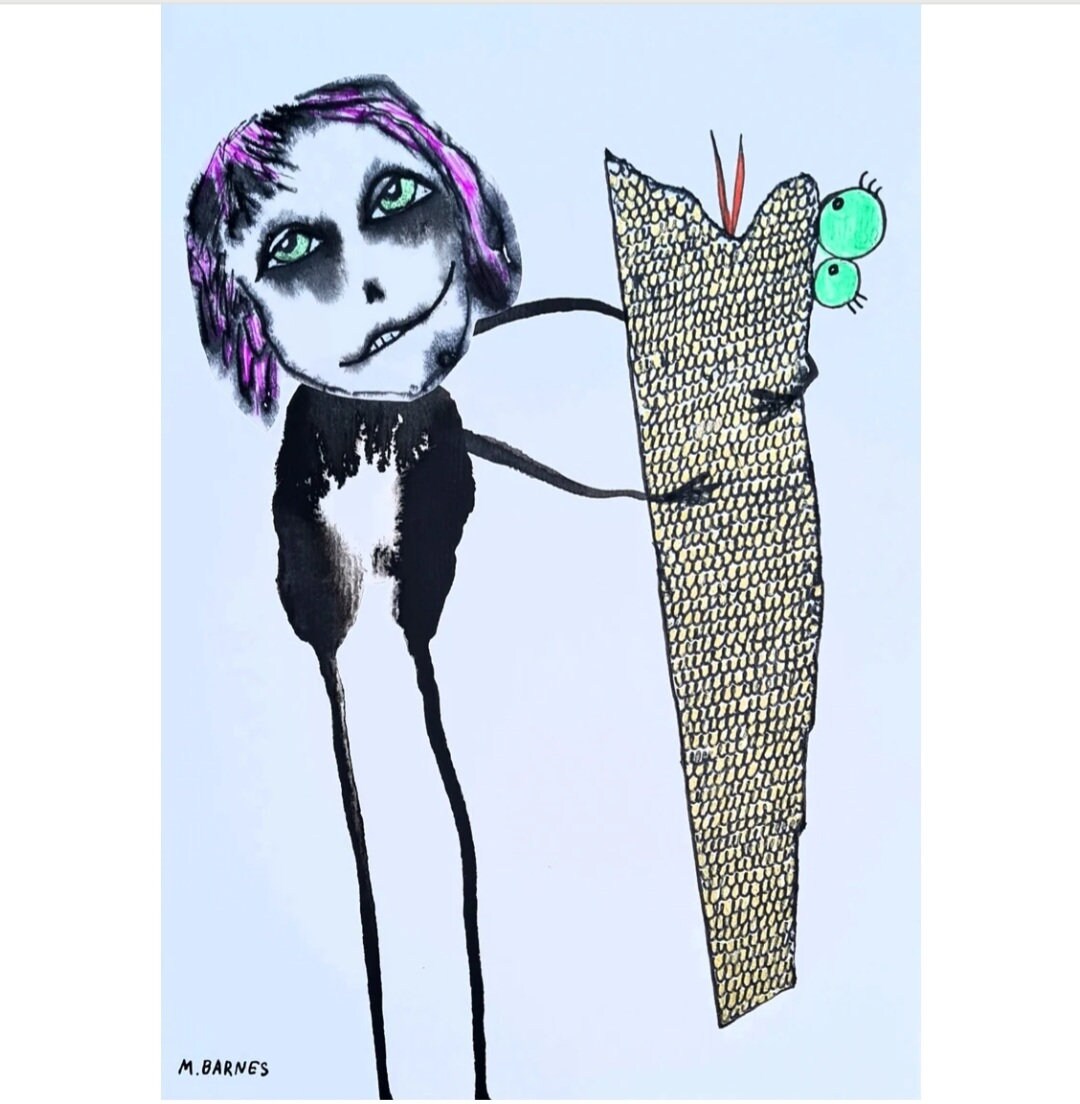 Original Creepy Face Ink Drawing: Naive Surreal Art - Etsy