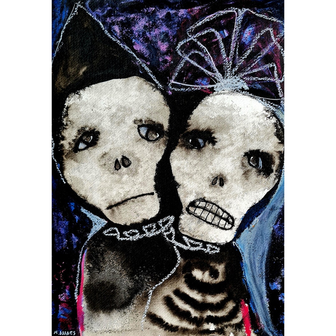 Original Gothic Ink Drawing: Abstract Bride and Groom Art - Etsy