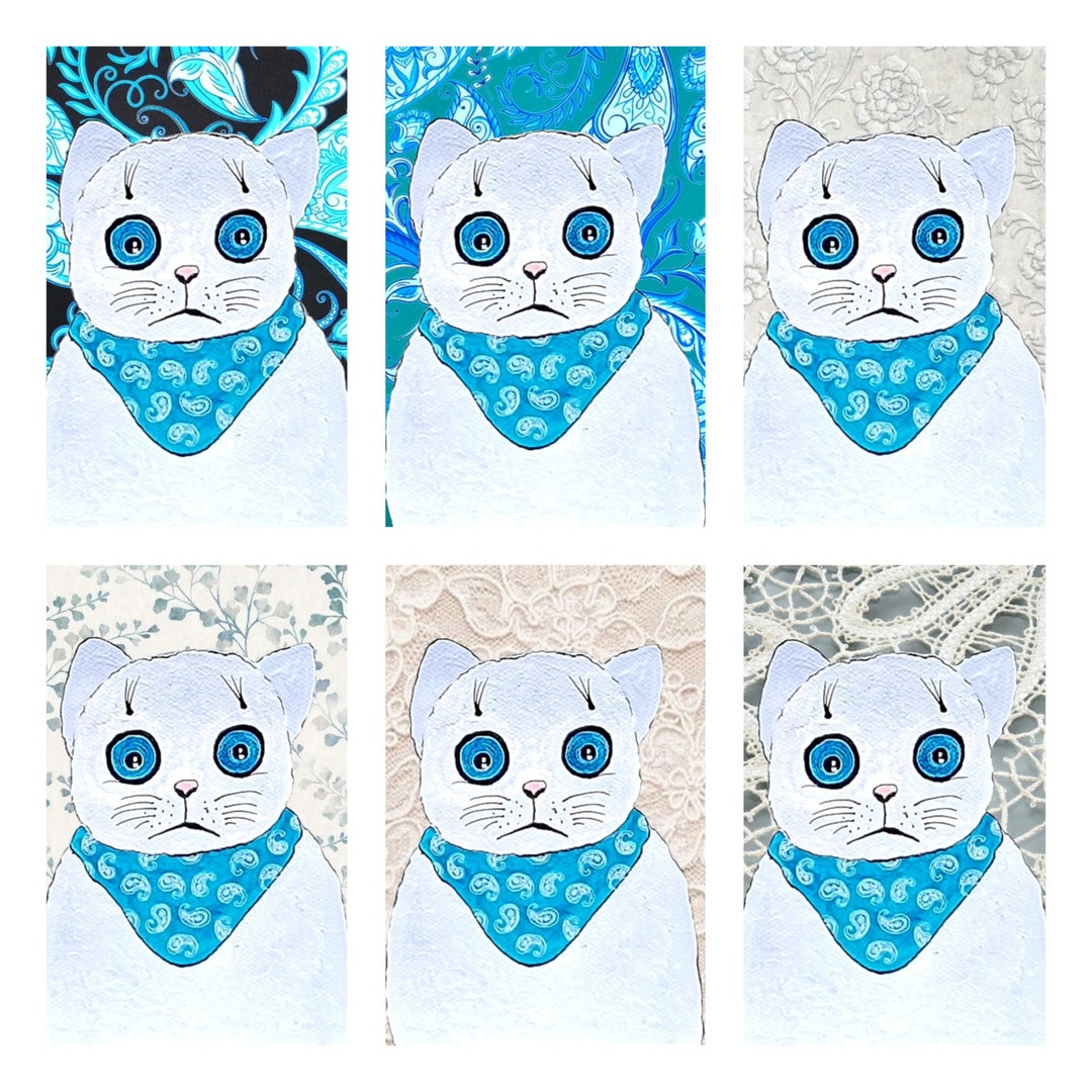 Original Cat Art Print Cute Illustration White Cat Drawing Gift for Cat ...