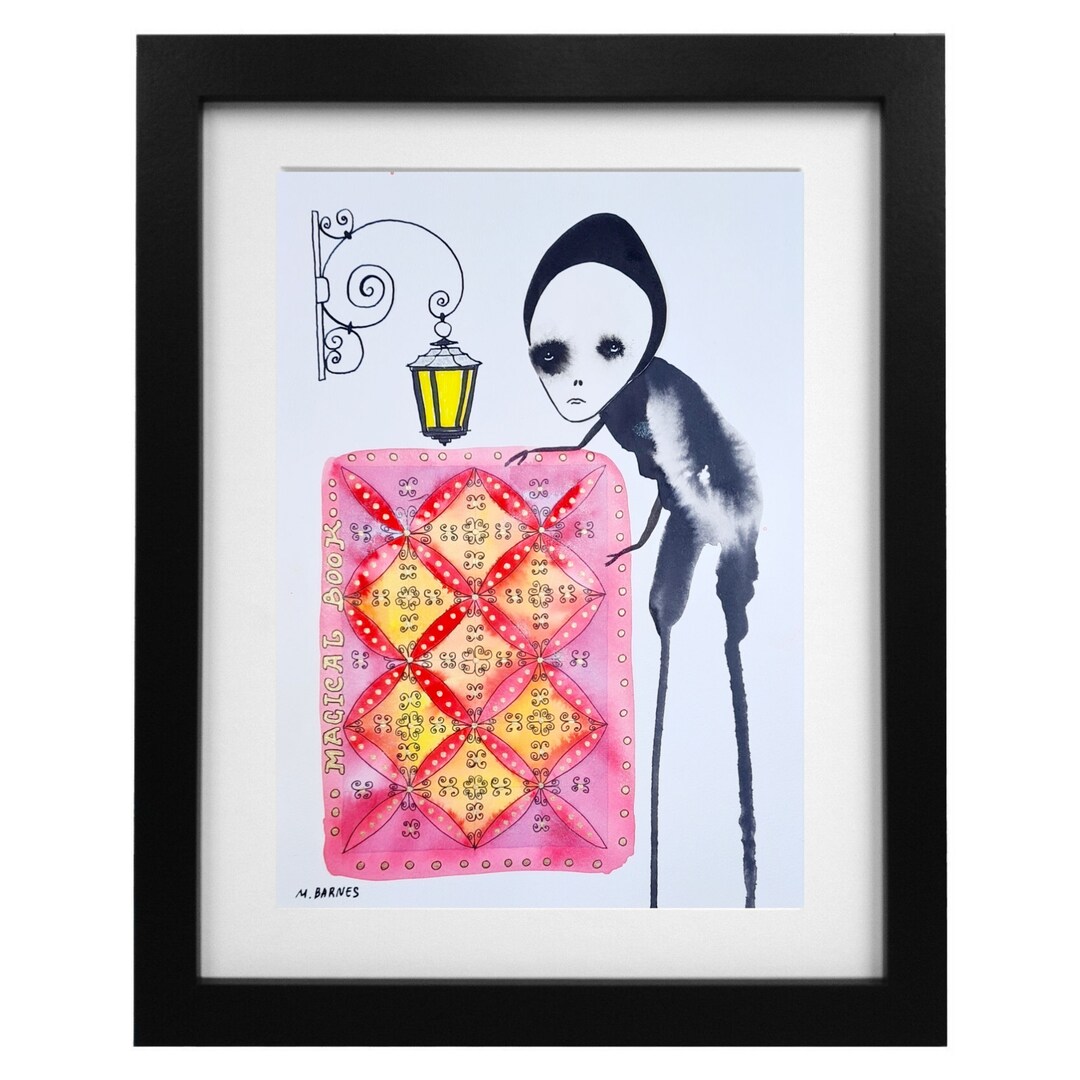 Original Ink Illustration: "the Magician and His Magic Book" - Surreal ...