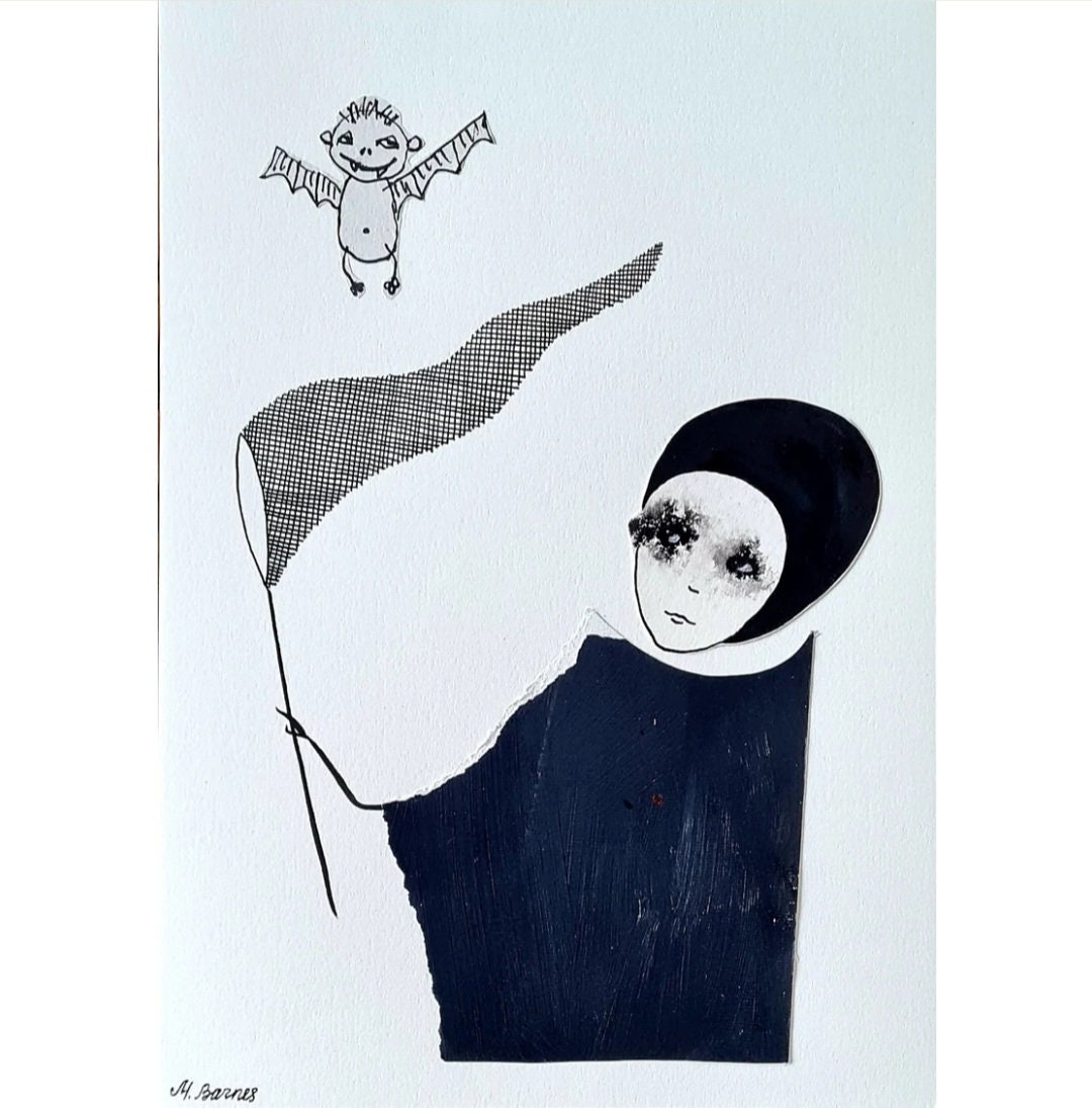 Original "baby Vampire" Ink Drawing: Gothic Mixed Media Art - Etsy