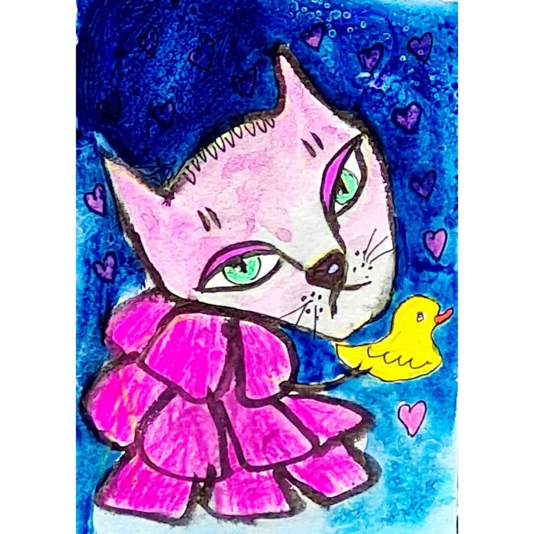 Unique Art Art Print Outsider Animals Art Folk Art Cat Art Gift for Cat ...