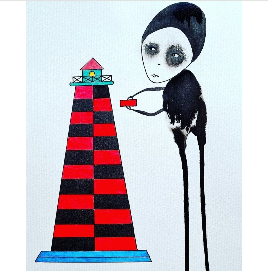 Original Quirky Ink Drawing: Strange Figurative Art, A4 - Etsy