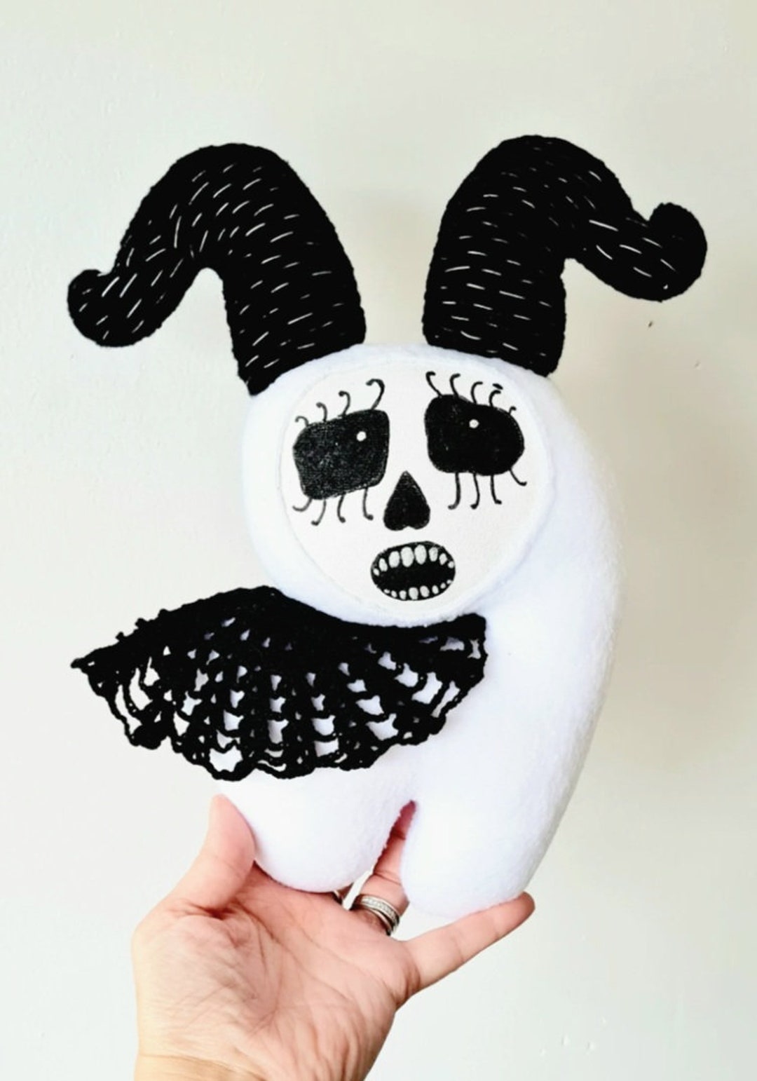 Handmade Horror Art Doll: Stitched Goat Ghost, Black & White Decor - Etsy