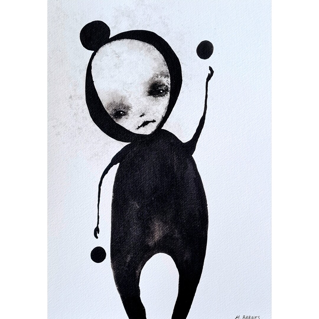 One of a Kind Art Original Painting Outsider Art Black and White ...