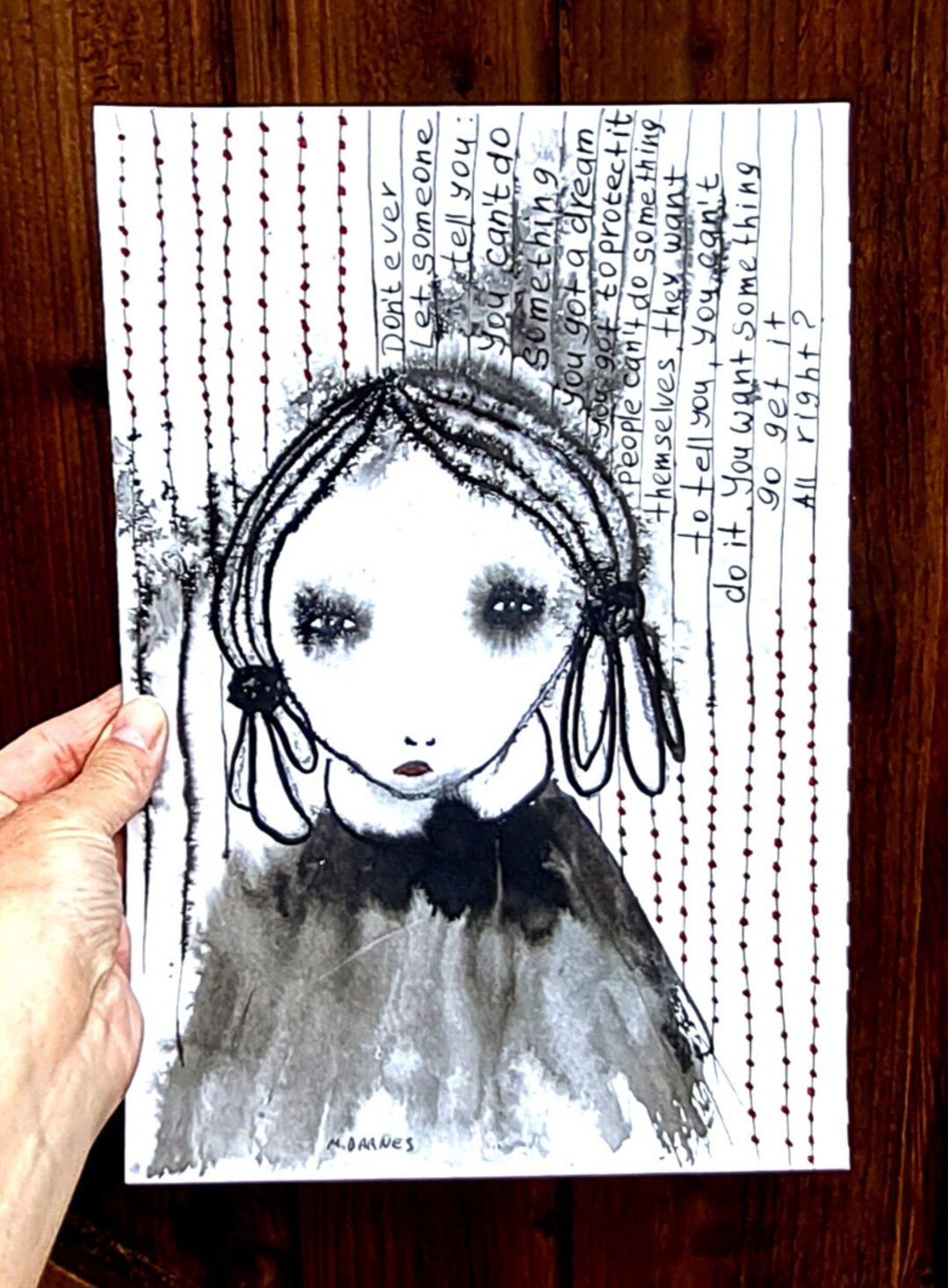 Abstract Girl Ink Drawing: Marina Barnes Original Art (A4) - Etsy