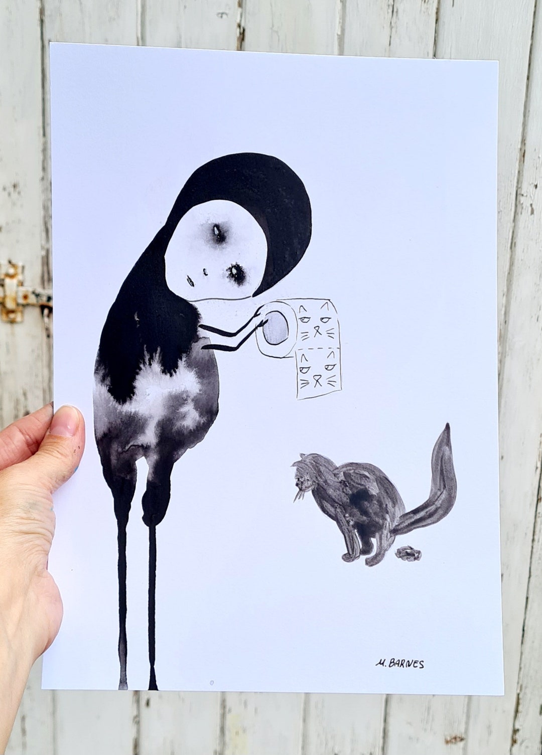 Cat Butler Original Art Abstract Art Funny Picture Black and White ...
