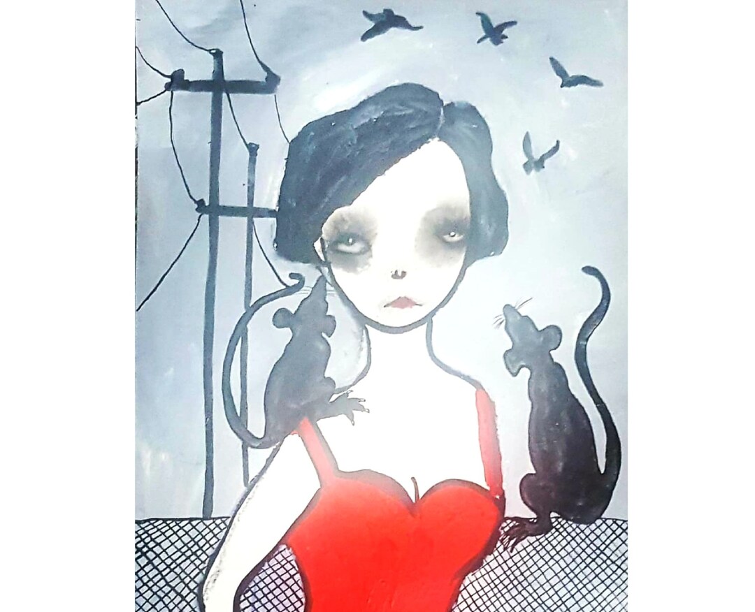 Lady Apocalypse Original Art or Print Outsider Art Rats Drawing Spooky ...