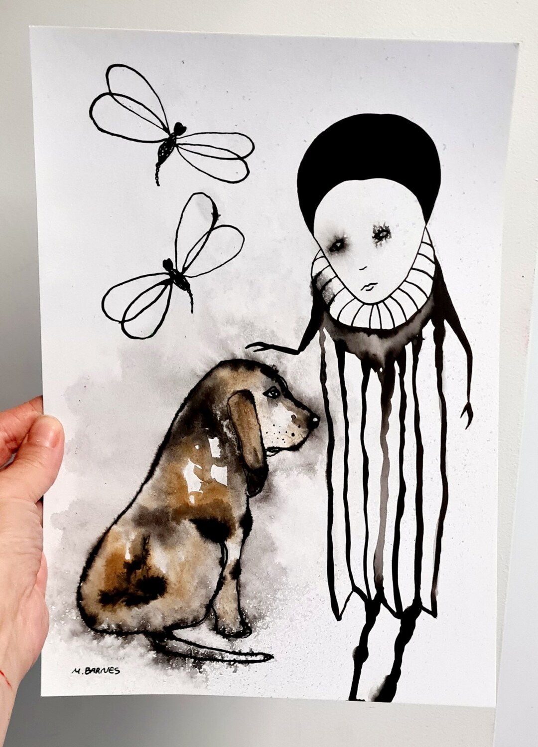 Basset Hound Watercolor Art Print: Abstract Dog Drawing, A4 - Etsy