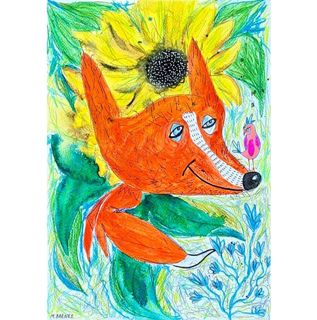 Whimsical Fox Art: Original Outsider Naive Painting, Signed A4 - Etsy