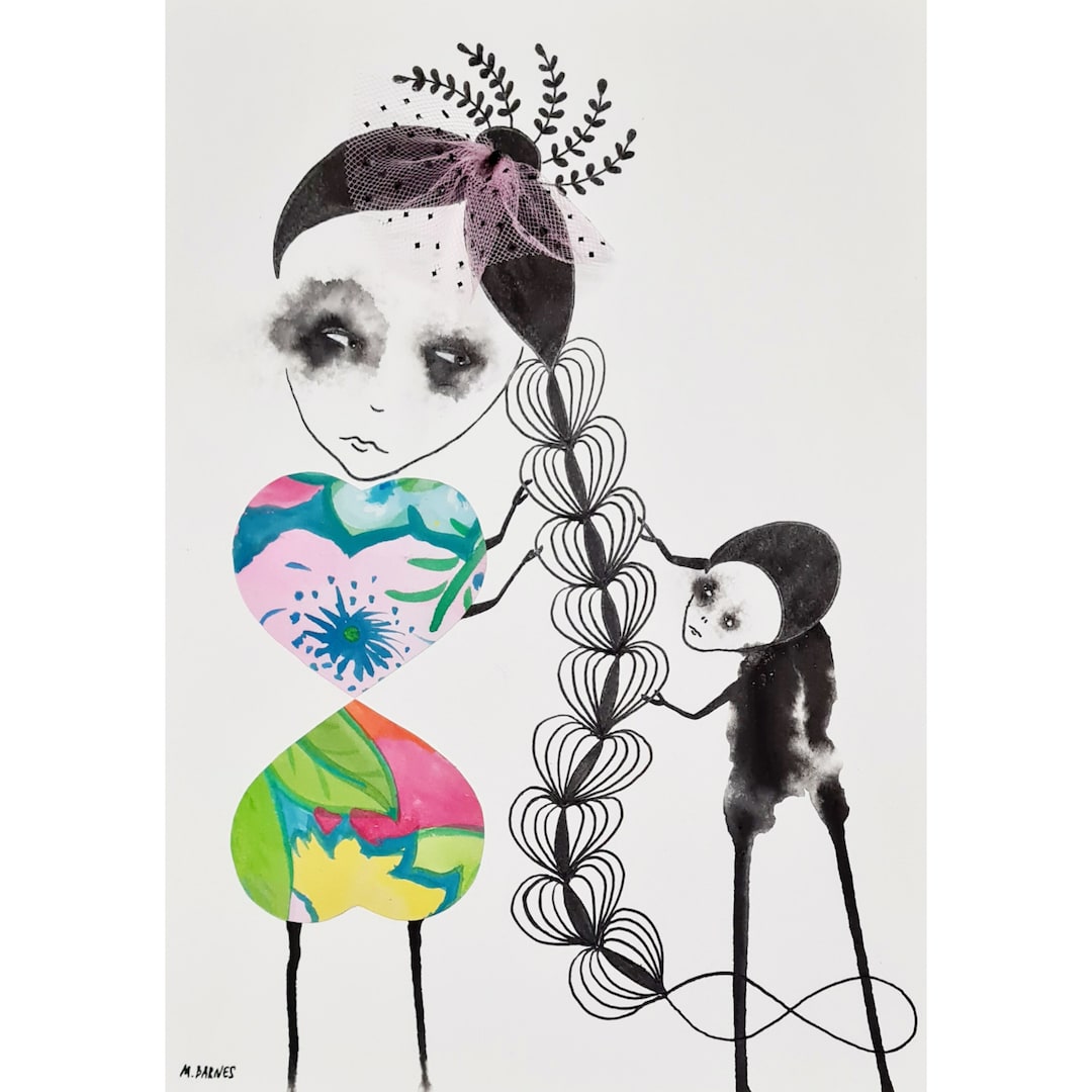 Original Surreal Art: Abstract Figures Ink Drawing, A4 Photo Print - Etsy