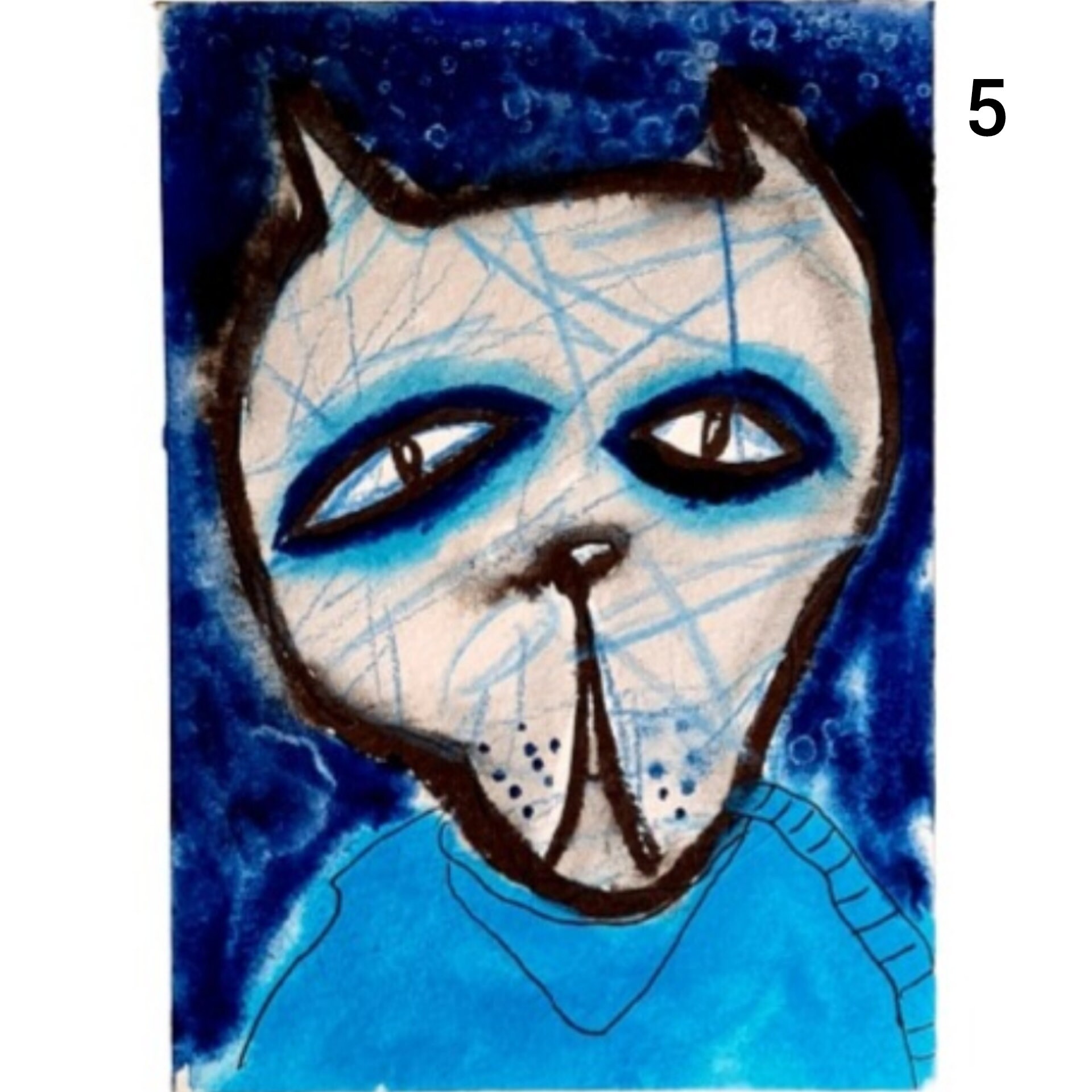 Cat Art Print Outsider Art Primitive Cat Primitive Art Simple Art Naive ...